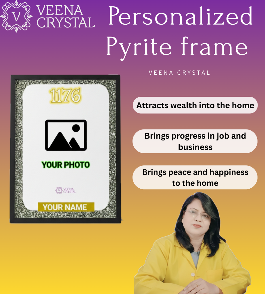 Personalized pyrite frame | your photo | your name - Veen Crystal