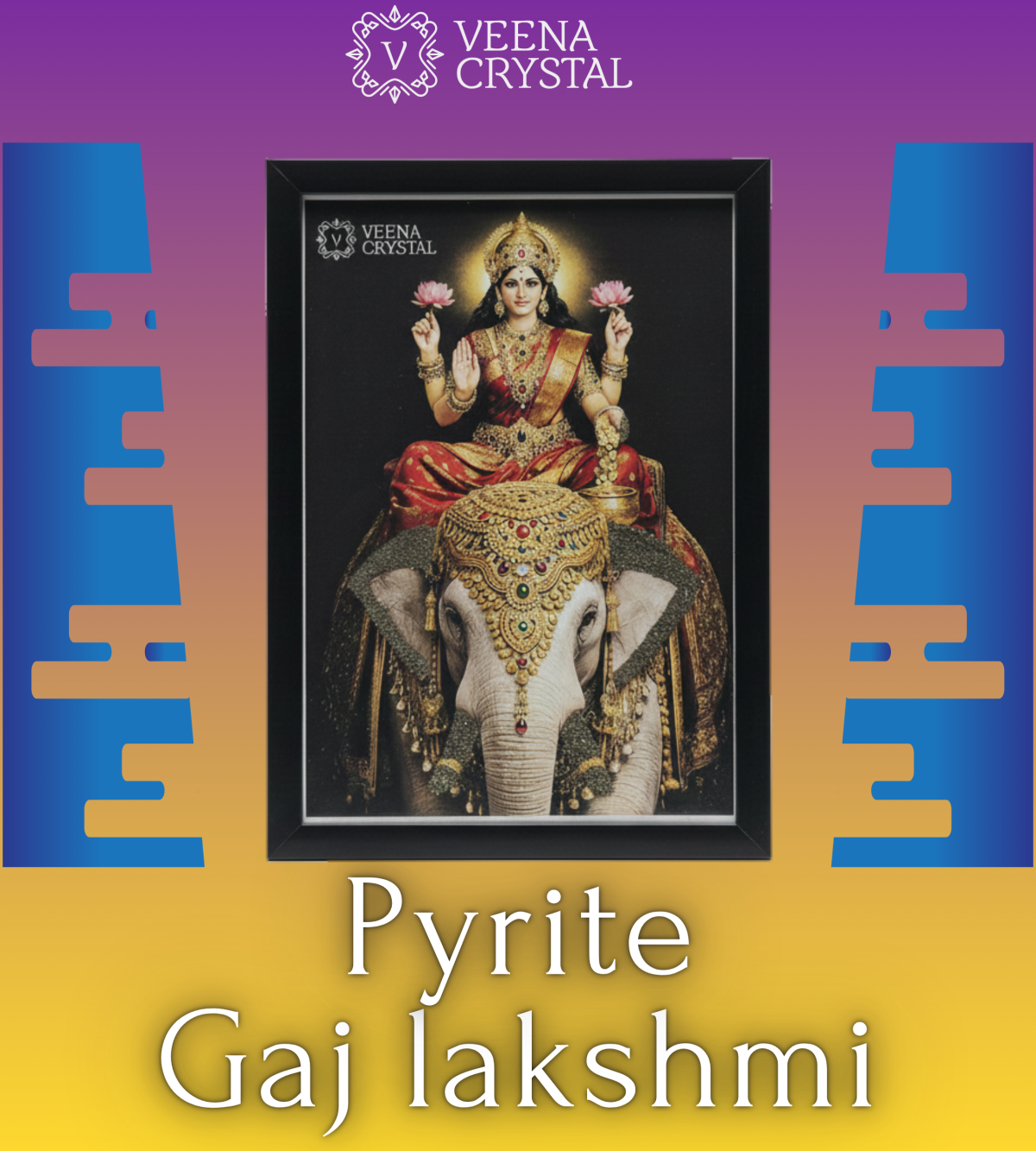 Gaj laxmi fream made by Pyrite - Veen Crystal