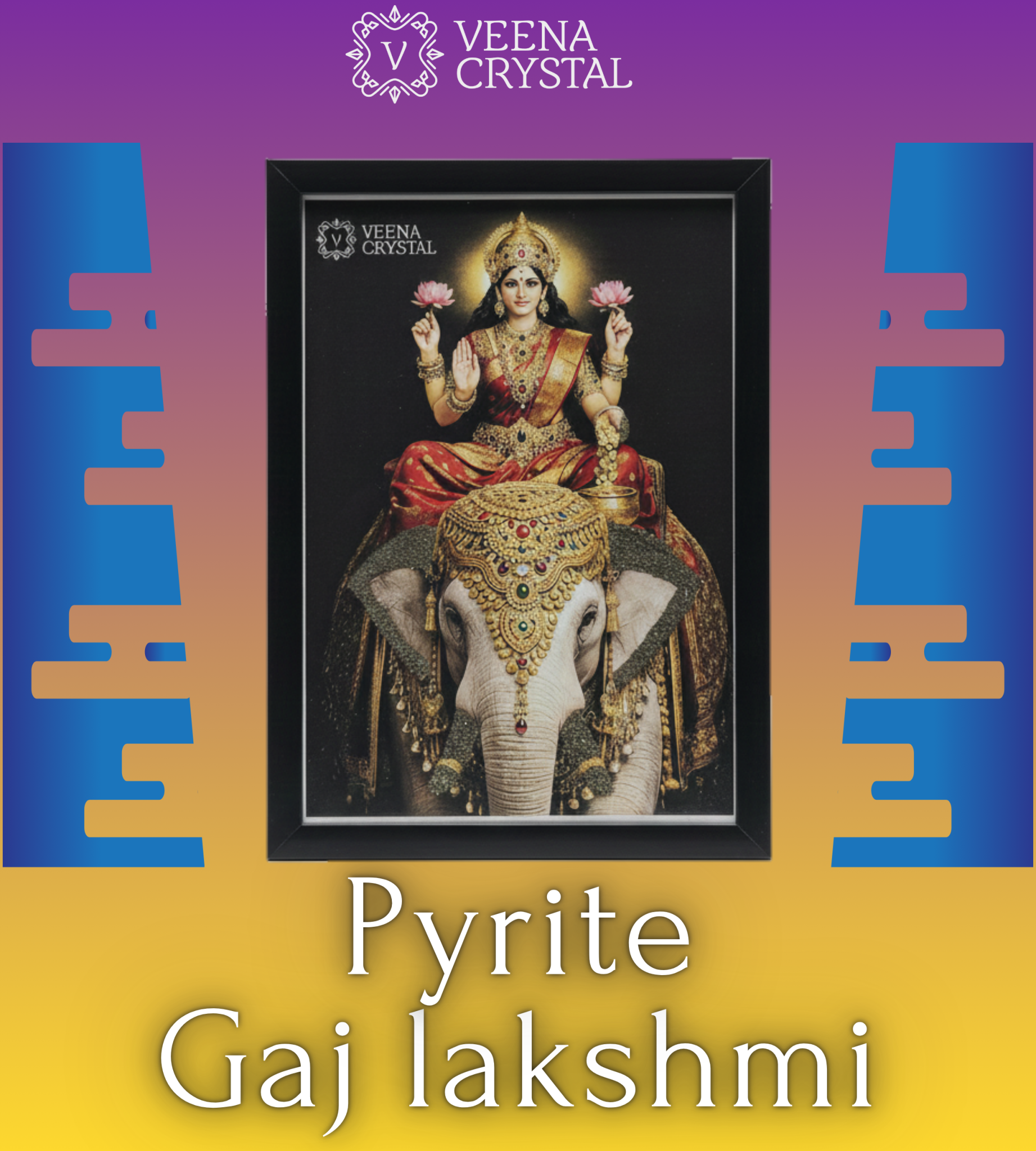 Gaj laxmi fream made by Pyrite - Veen Crystal
